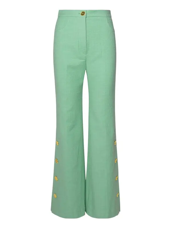 PATOU Flared Casual Pants With Side Buttons - Green