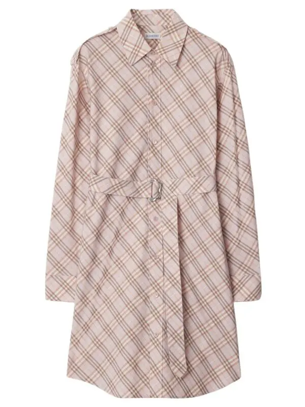 Burberry Checked Belted Waist Shirt Dress - Floss