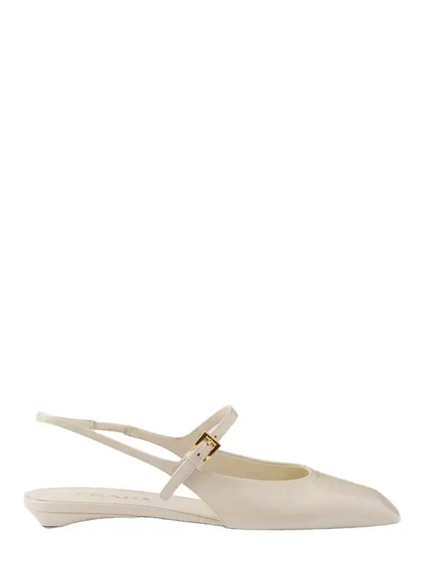 Prada Patent Leather Slingback Ballerinas - Ivory