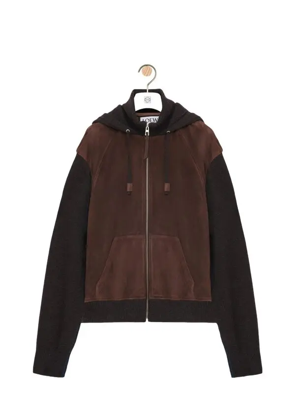 Loewe Drawstring Zip-up Hoodie - Dark Brown