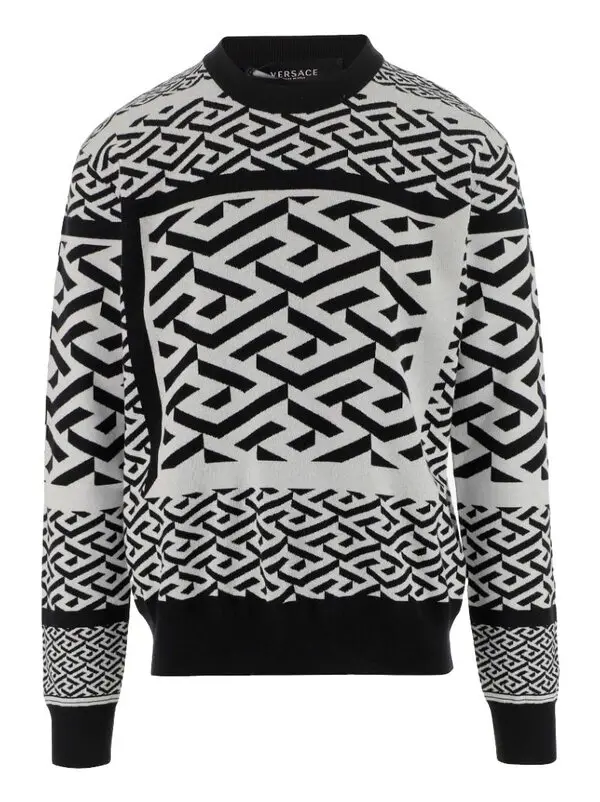 Versace La Greca Knitted Jumper - Black