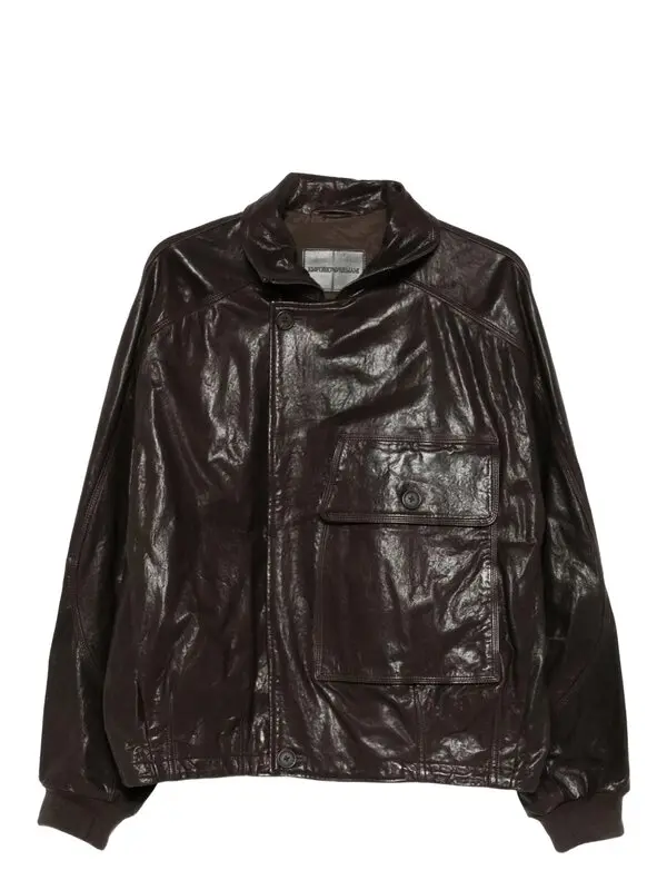 Emporio Armani Patch-pocket Leather Jacket - Black