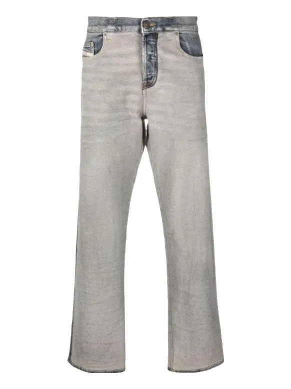 DIESEL® D-viker Logo Patch Straight-leg Jeans - Gray