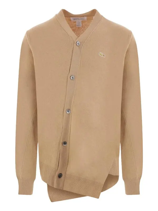 Comme Des Garçons X Lacoste Asymmetric Wool Cardigan - Nude