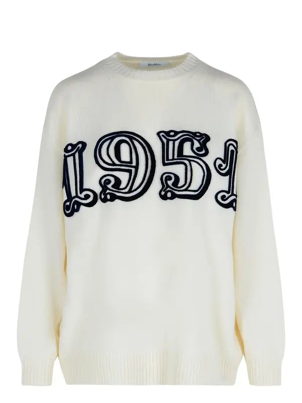 Max Mara Fido' Crewneck Long-sleeved Jumper With '1951' Logo - White