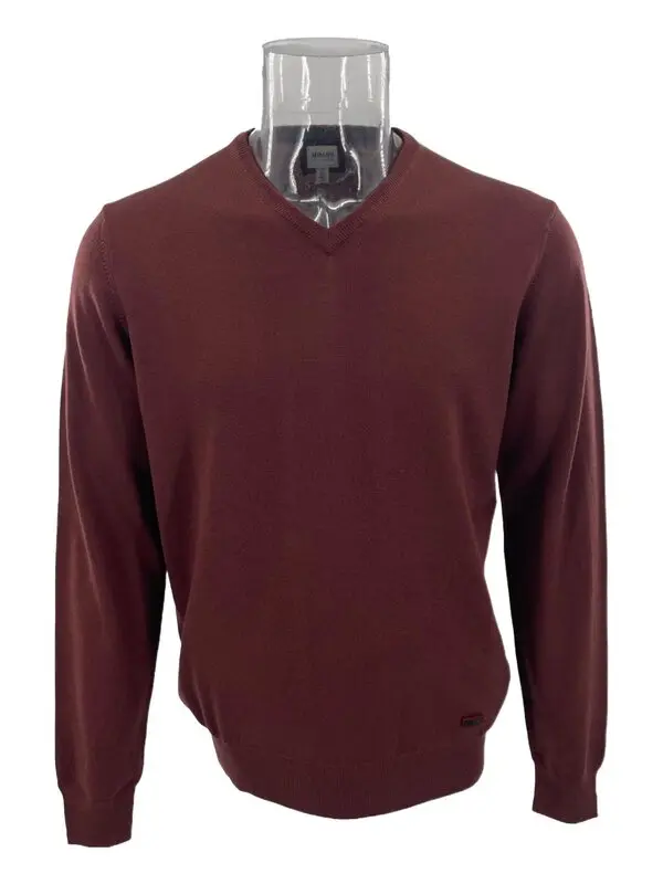 Emporio Armani V-neck Fine Knit Sweater - Brown