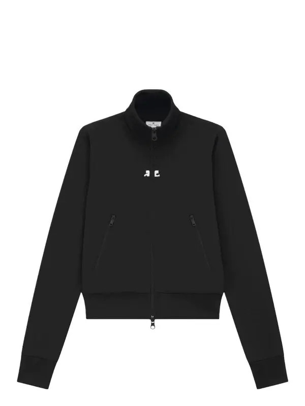 COURREGES Long Sleeve Zip-up Jacket With Ribbed Details - Black