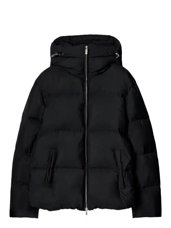 Off-White Zip-up Hooded Down Jacket - Black