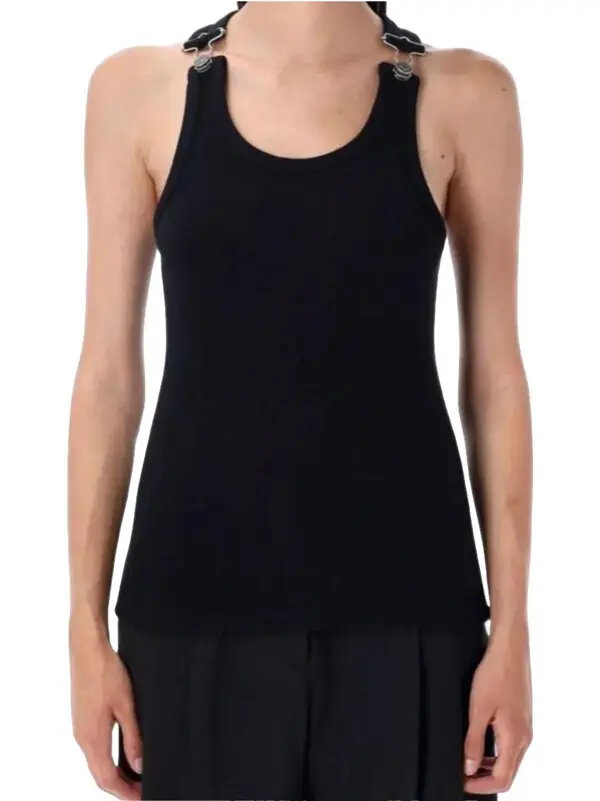 JEAN PAUL GAULTIER Ribbed Tank Top With Buckle Detail - Black
