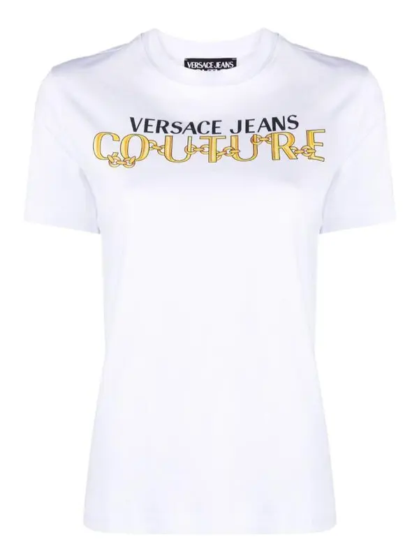 Versace Logo Print Cotton T-shirt - White