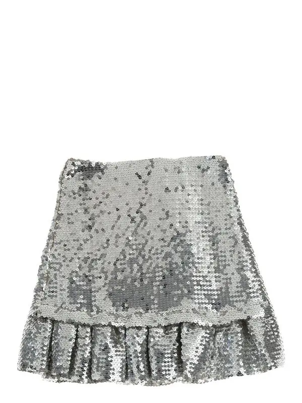 Rabanne Sequin Embellished Ruffled Mini Skirt - Gray