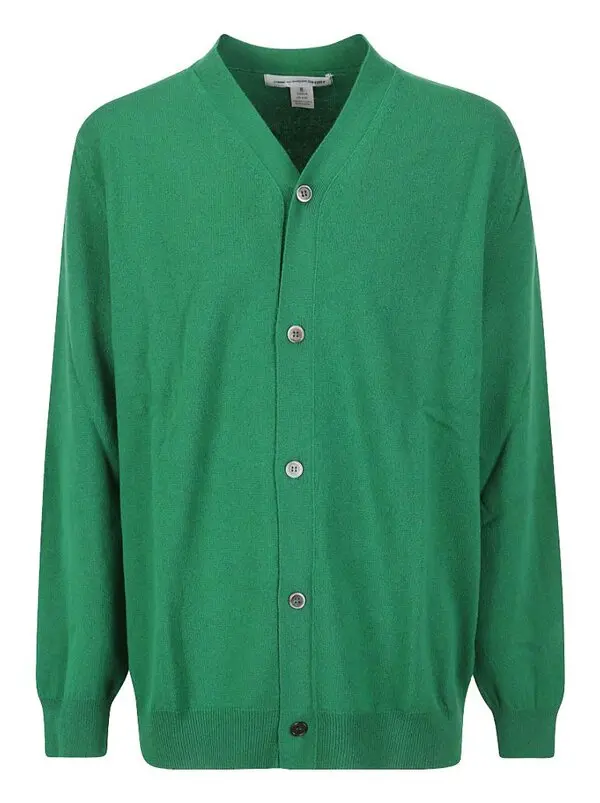 Comme Des Garçons V-neck Knitted Cardigan - Green