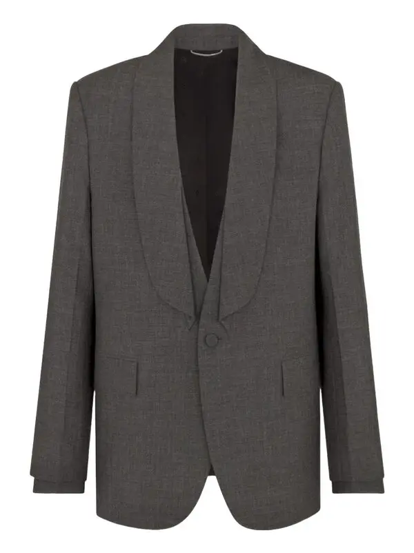 Dior Shawl Lapel Jacket With Embellished Sleeves - Grey
