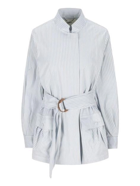 Fendi Striped Ring Buckle Belted Jacket - No