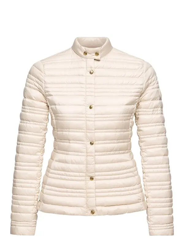 Moncler Cataire Striped-quilted Down-filled Biker Jacket - Light Beige
