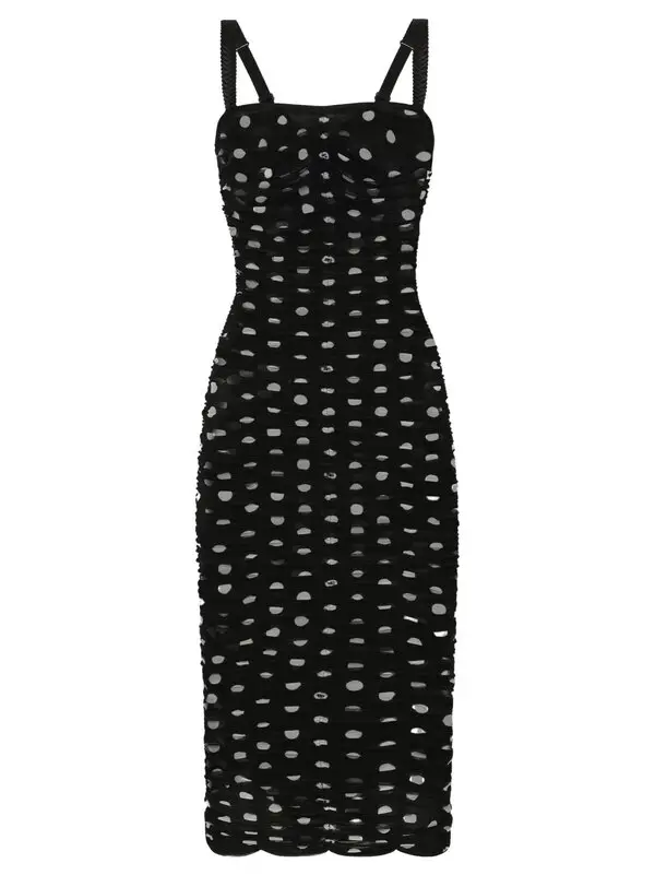 Dolce & Gabbana Square Neck Ruched Dress - Black