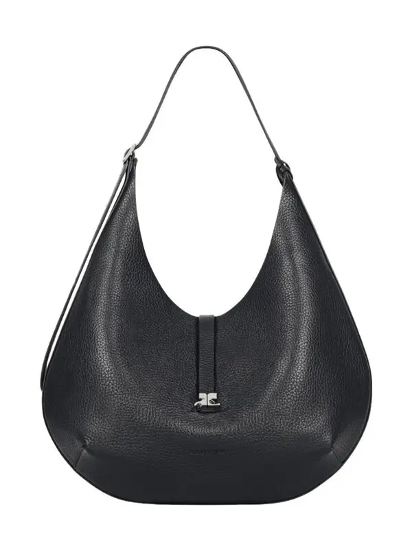 COURREGES Logo Buckle Shoulder Bag - Black