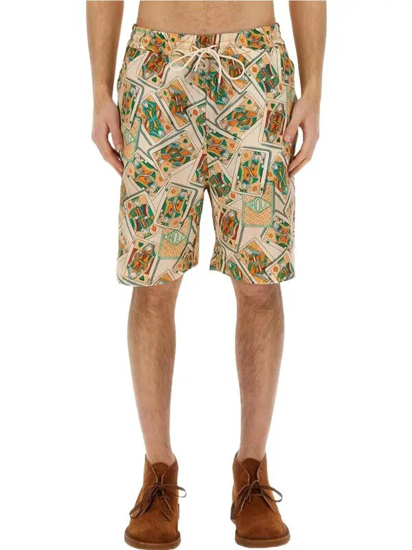 Drole De Monsieur Bermuda Shorts With Graphic Print - Nude