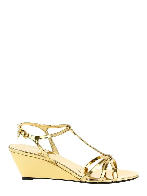 Prada Strappy Wedge Heeled Sandals - Platinum