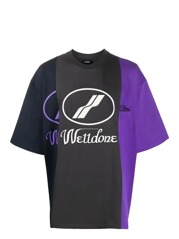 We11Done Logo-print Colour-block T-shirt - Multicolour