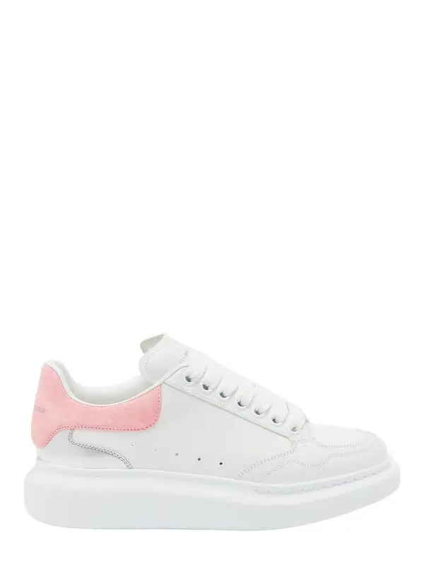 Alexander McQueen Oversized Lace-up Sneakers With Metallic Panels - White/cherry Blossom Pink