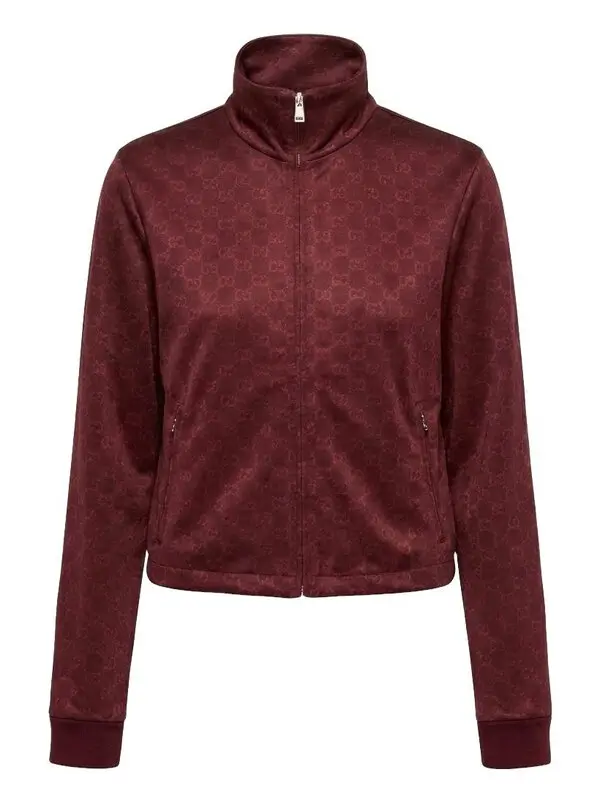 Gucci Gg Jersey Jacquard Zip Jacket - Red