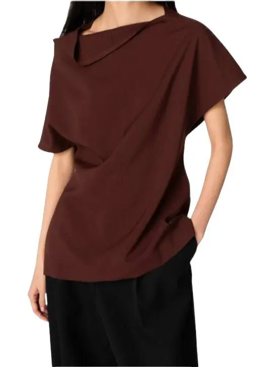 Bottega Veneta Light Viscose Top With Short Sleeves - Black Cherry