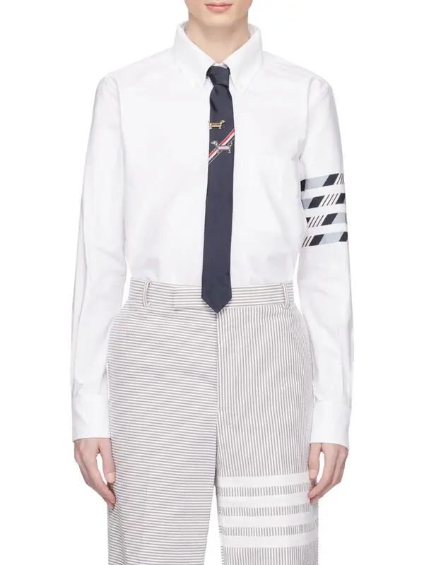 Thom Browne 4-bar Striped Buttoned Shirt - Medium Blue