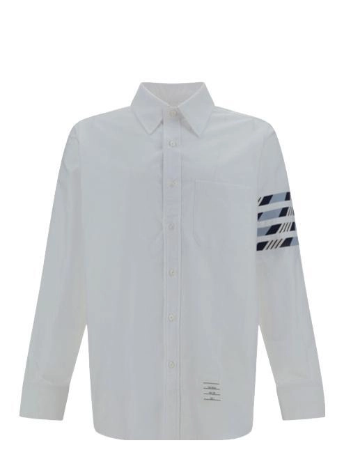 Thom Browne 4-bar Striped Buttoned Shirt - Medium Blue