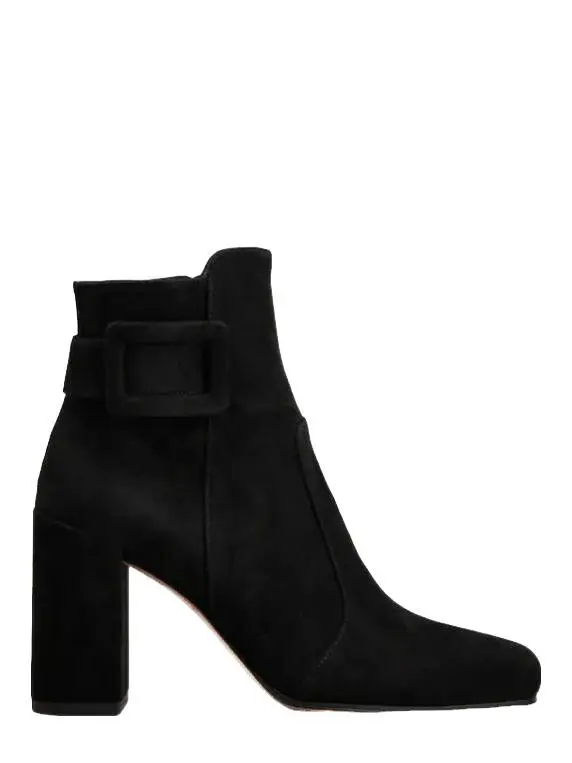 ROGER VIVIER 85mm Buckle Block Heel Ankle Boots - Black