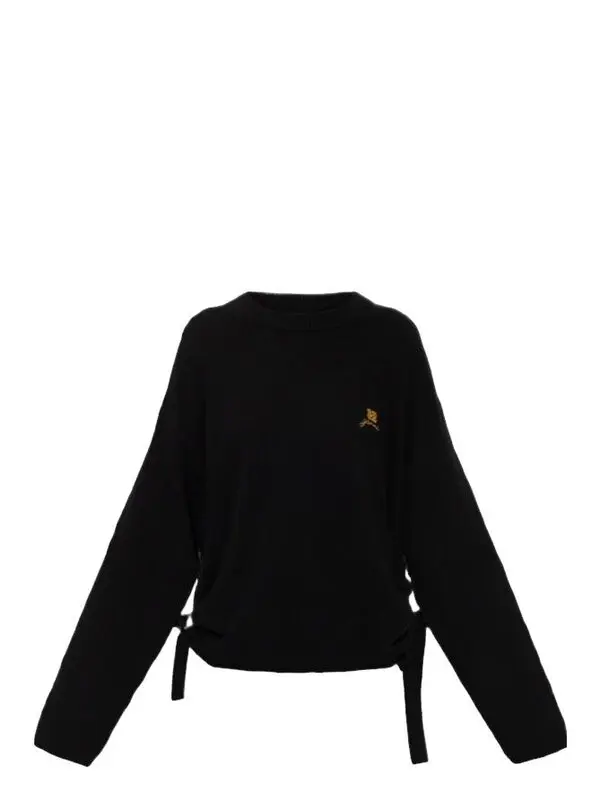 GANNI Wool Mix Jumper With Drawstring Detail - Black