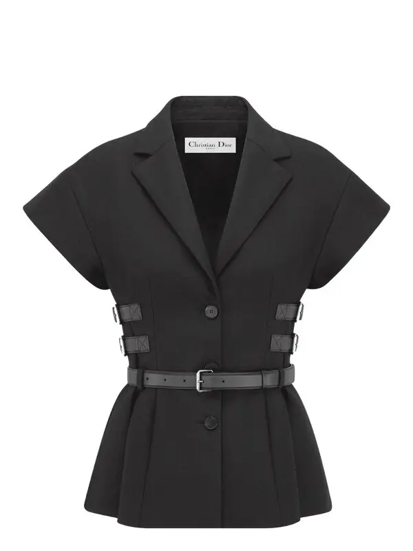 Dior Christian Paris Short-sleeved Belted Jacket - Black
