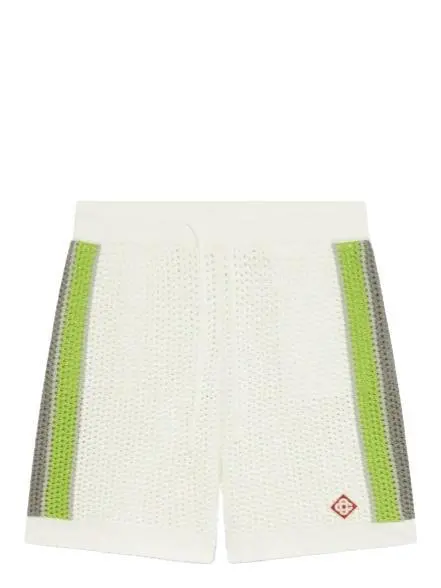 Casablanca Stripe Crochet Bermuda Shorts - Green/white