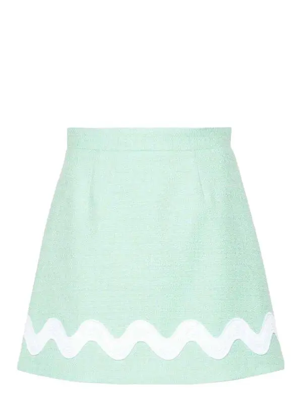 PATOU Tweed Mini Skirt With Contrast Trims - Blue