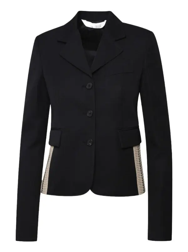 Palm Angels Striped Fitted Blazer - Black