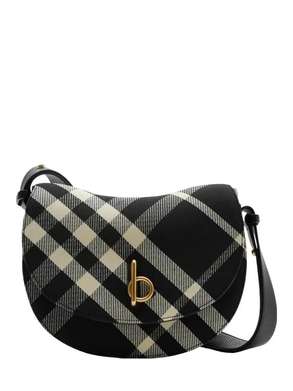 Burberry Rocking Horse Checked Crossbody Bag - Black