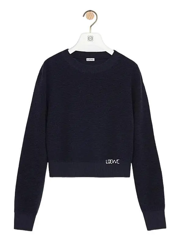 Loewe Embroidered Crewneck Jumper - Navy Blue