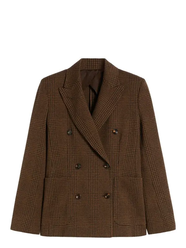 Max Mara Double-breasted Checked Blazer - Chocolate-colored