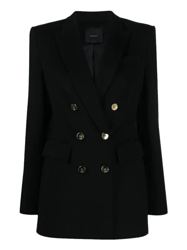 Pinko Double-breasted Tailored Blazer - Black