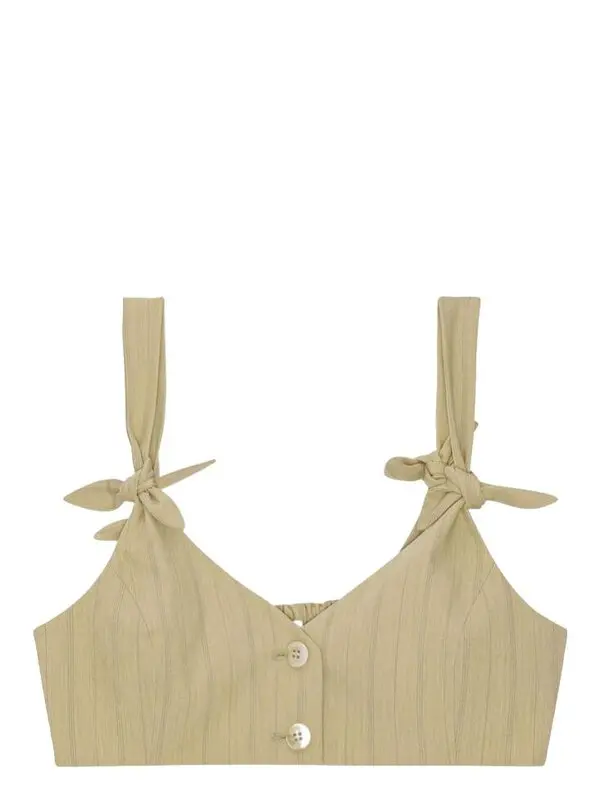 GANNI Sahara Sun Striped Suiting Top - Nude