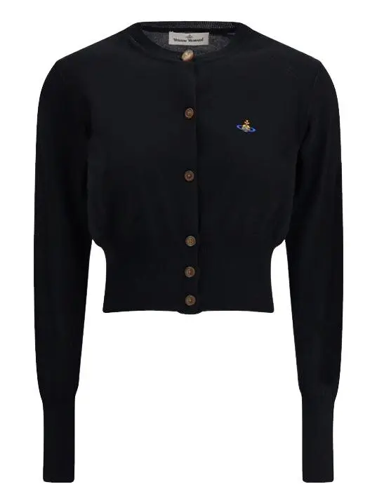 VIVIENNE WESTWOOD Orb Button Cropped Cardigan - Black