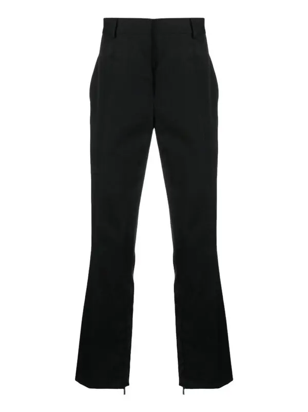 Off-White High Waist Straight Leg Pants With Slit Detail - Black