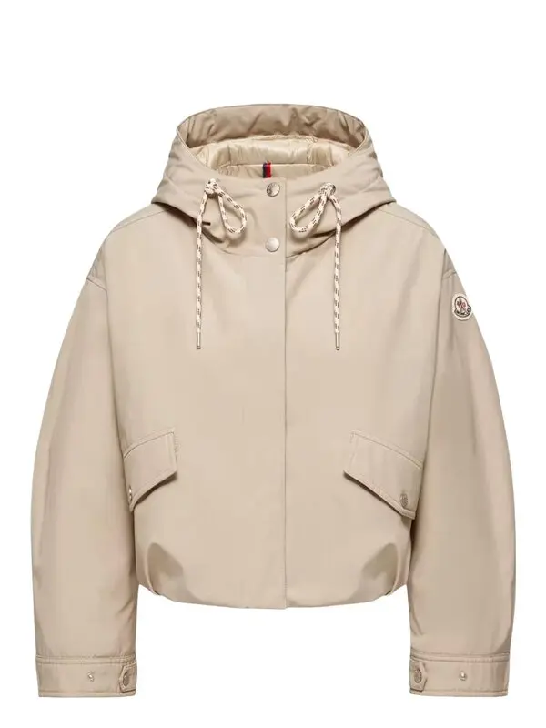 Moncler Zip-up Short Hooded Jacket - Beige