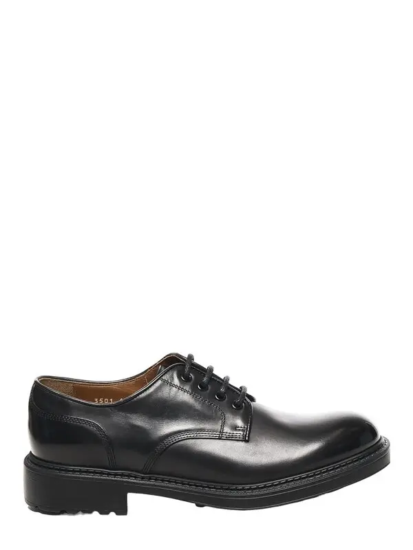 DOUCAL'S Lace-up Derby Flat Shoes - Black