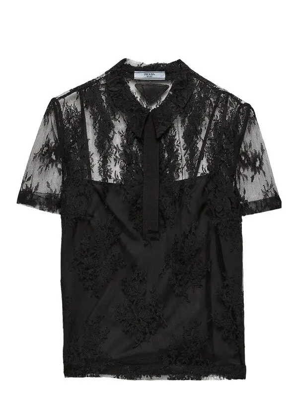 Prada Lace Short Sleeve Shirt - Black