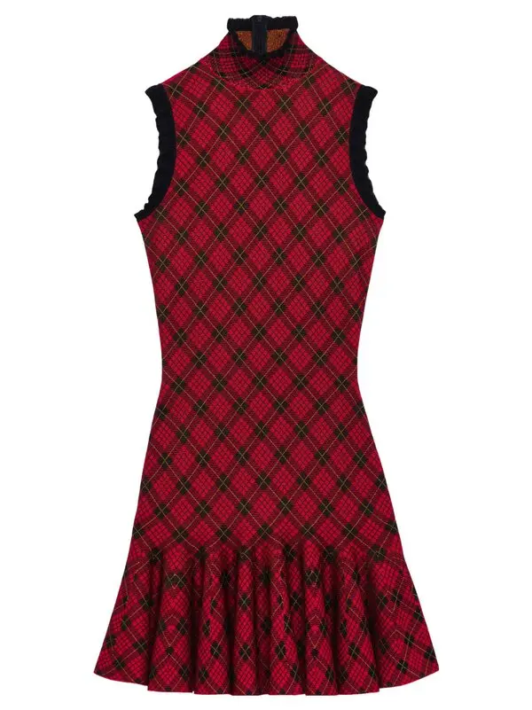 Alexander McQueen Tartan Jacquard Mini Dress - Red/black/yellow
