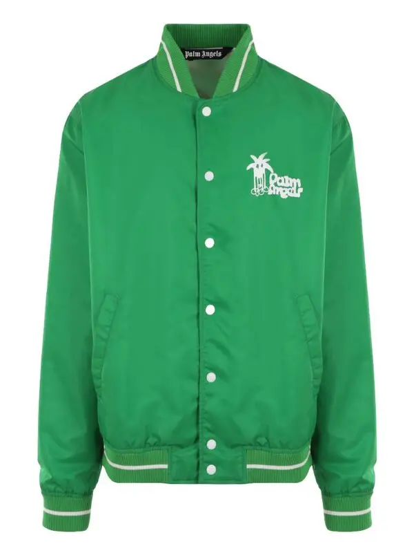 Palm Angels Logo Printed Bomber Jacket - Green