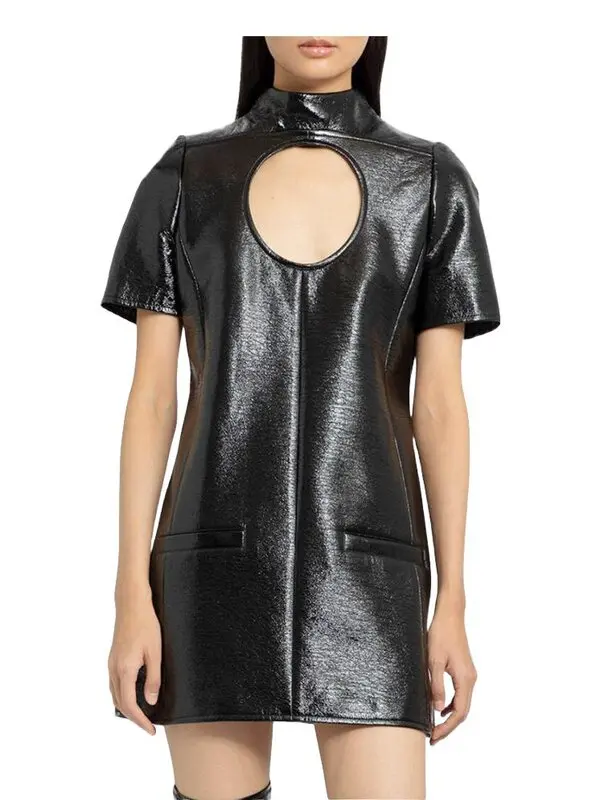 COURREGES Courrèges Short-sleeved Mini Dress With Cut-out Detail - Black