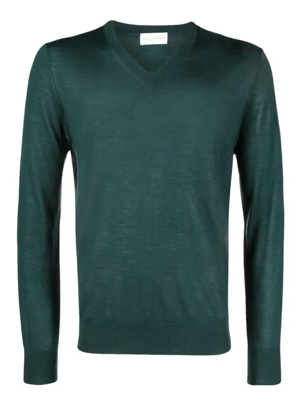 BALLANTYNE V-neck Long Sleeve Sweater - Green