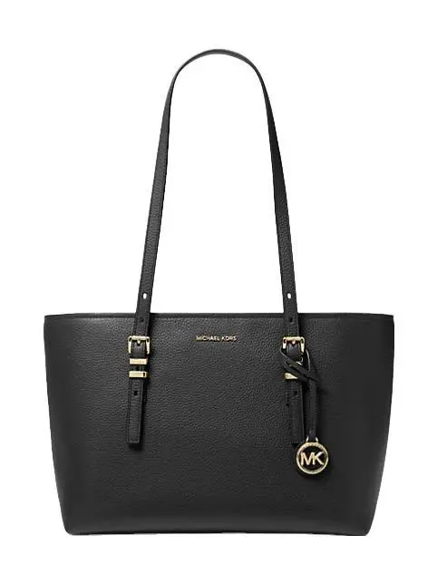 Michael Kors Quinn Medium Pebbled Leather Tote Bag - Black